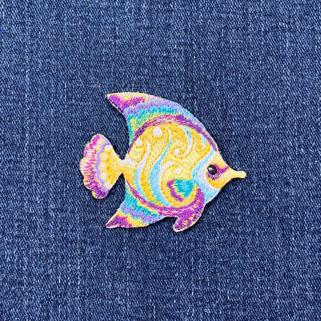 Tropical Yellow Fish Applique Patch - Ocean Snorkeling Embroidered ...