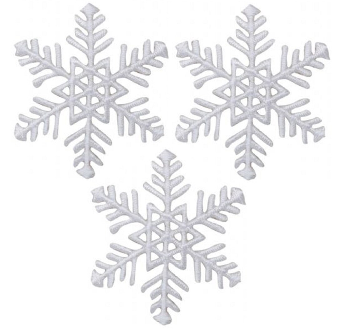 White Snowflake Applique Patch - Snow, Winter Badge 1.75" (3-pack, Iron ...