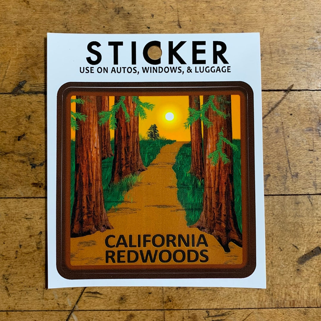 California Redwoods Sticker - Vinyl CA Hiking Camping Backpacking Decal ...
