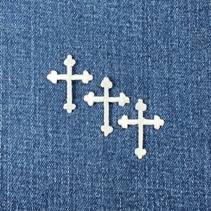 Mini Cross Applique Patch - White, Jesus, Christian 1.25" (3-pack, Iron ...