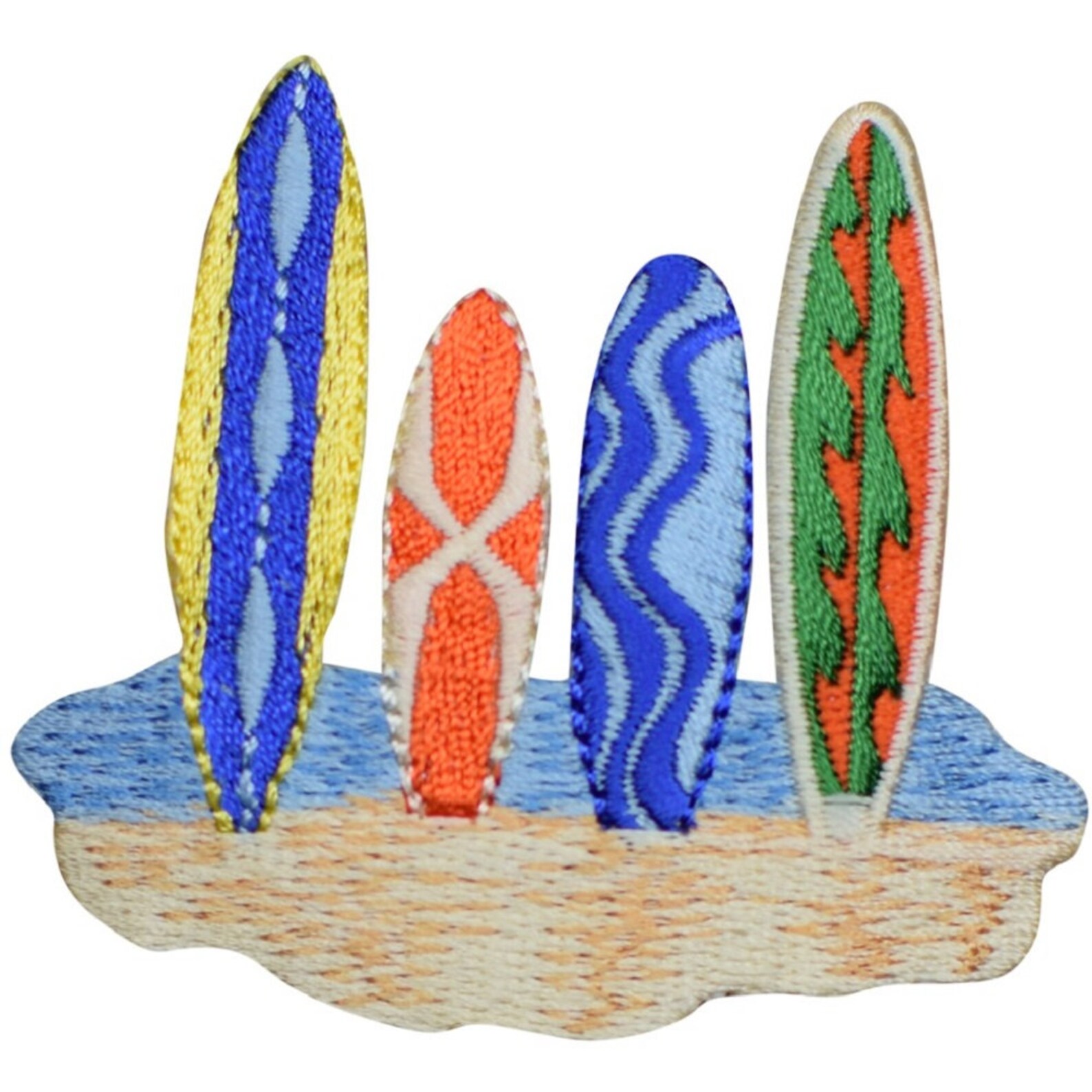 Surfboards & Beach Applique Patch - Embroidered Surfing Badge 2-3/8 ...