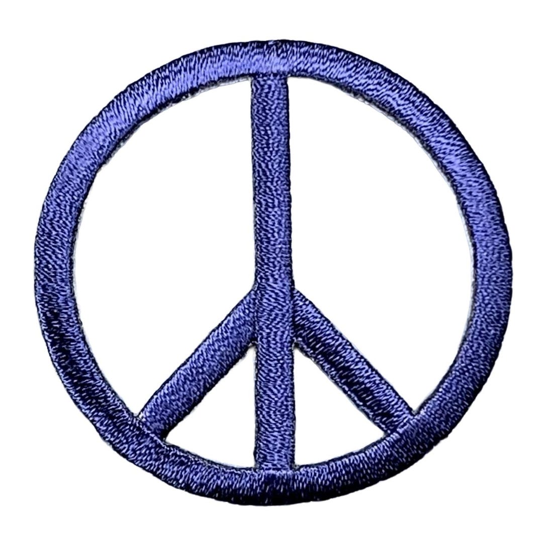 Navy Peace Sign Applique Patch - Embroidered Blue World Peace Badge 2 ...