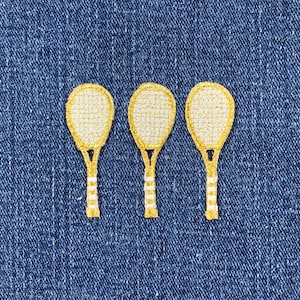 Tennis Racket Applique Patch - Gold, Sports Badge 1.75" (3-pack, Iron ...
