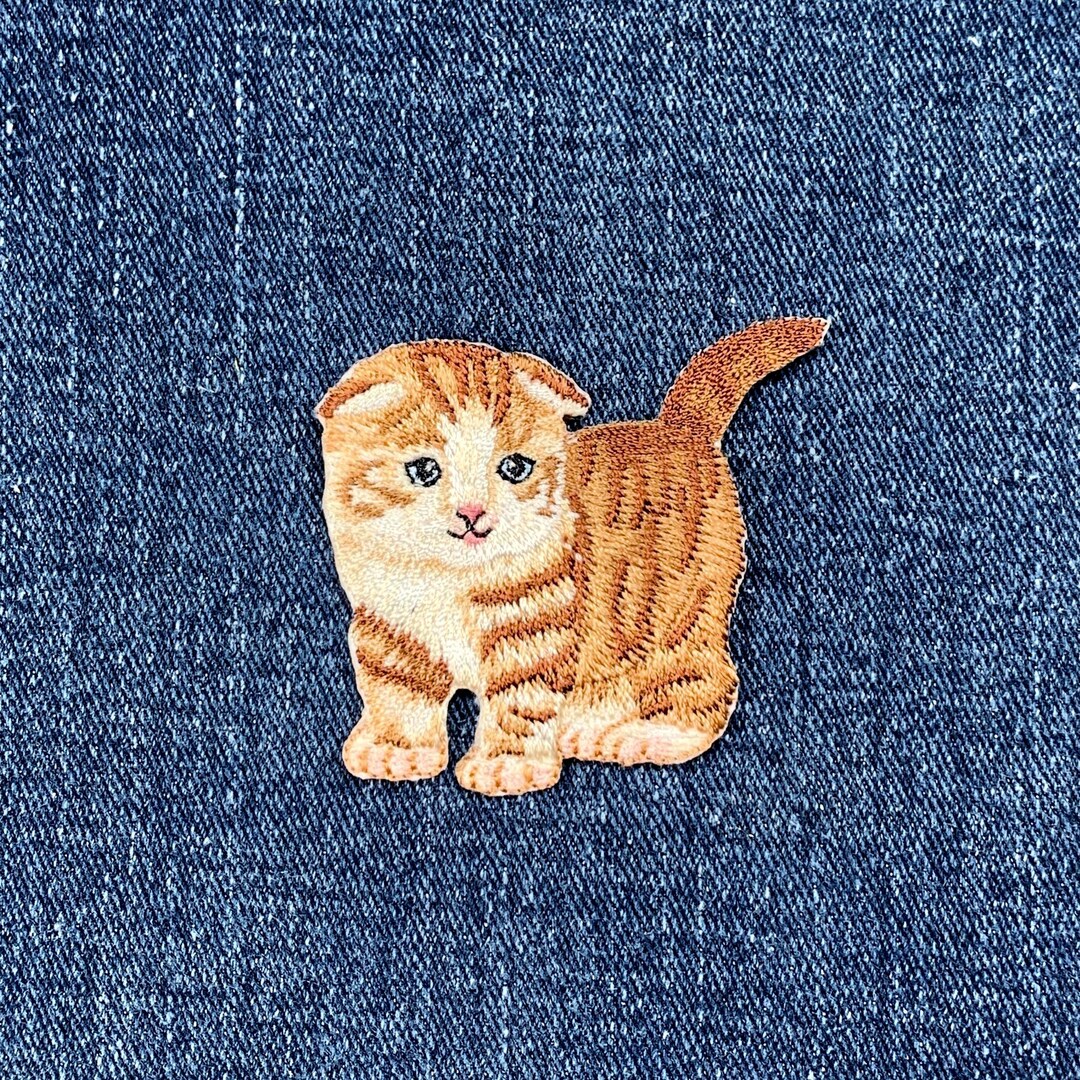 Scottish Fold Cat Applique Patch - Embroidered Kitten Badge 2-1/8 ...