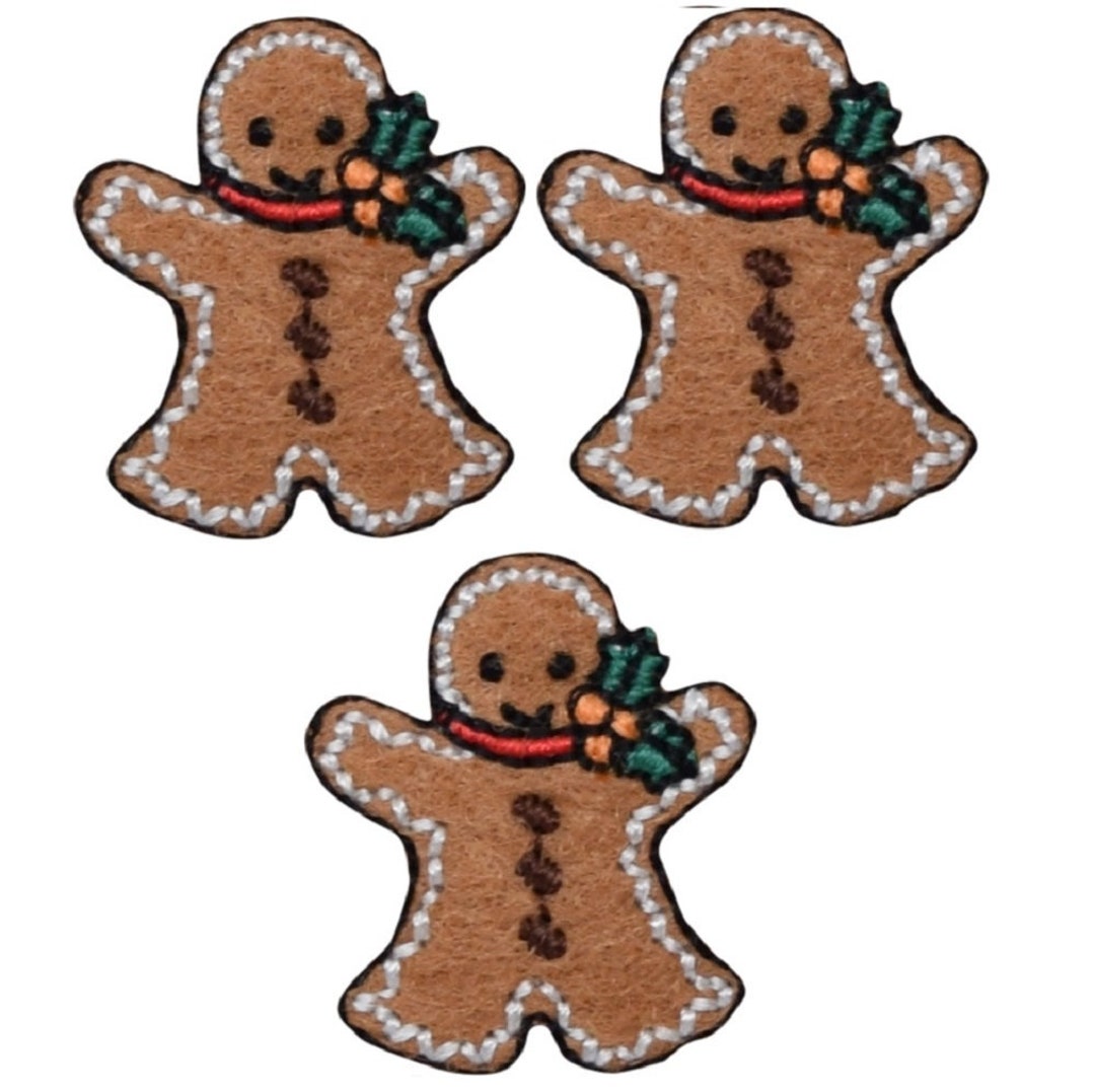 Mini Gingerbread Man Applique Patch - Christmas Cookie 1-1/8" (3-pack ...