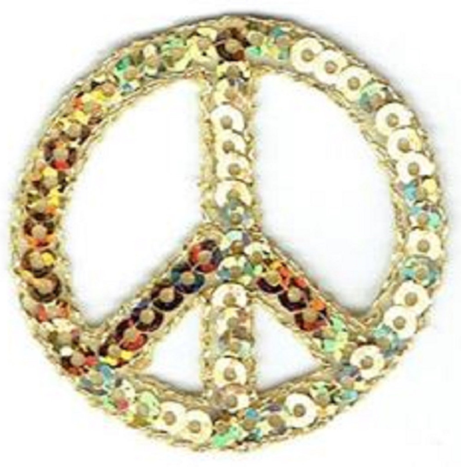 Peace Sign Applique Patch Sequin Gold Hippie Badge - Etsy