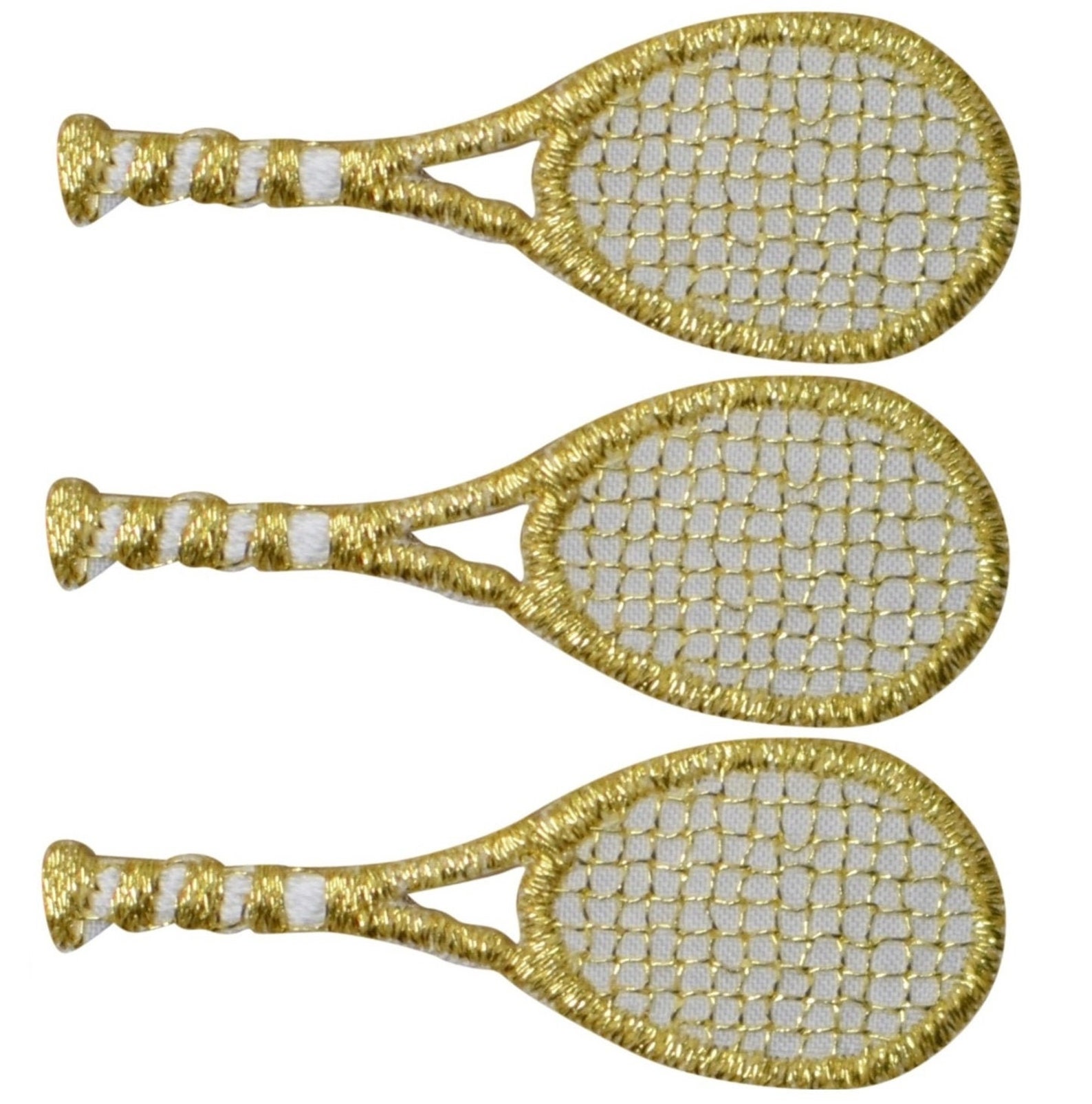 Tennis Racket Applique Patch - Gold, Sports Badge 1.75" (3-pack, Iron ...