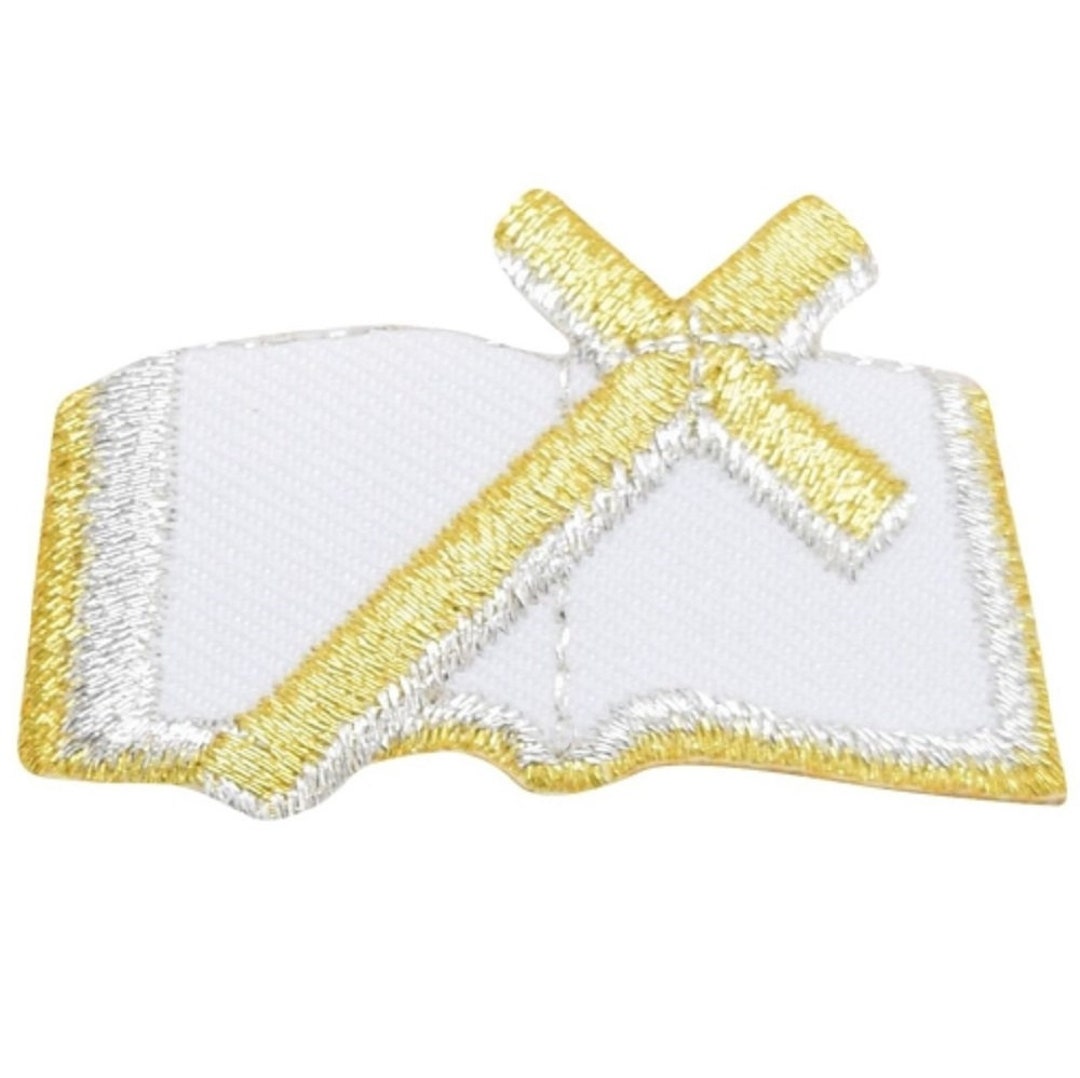 Cross & Bible Applique Patch Christian Catholic Church Jesus 1.75 iron ...