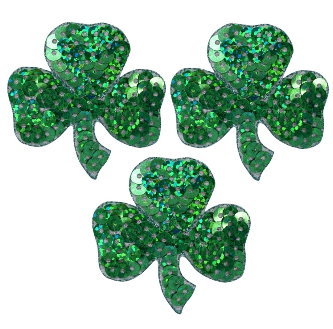 Small Shamrock Applique Patch - Sequin Clover Good Luck 1.5" (3-pack, Iron On) - Etsy