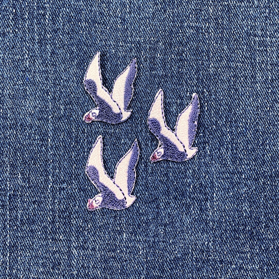 3-pack Seagull Applique Patch - Mini Embroidered Bird Badge 1-1/8 ...