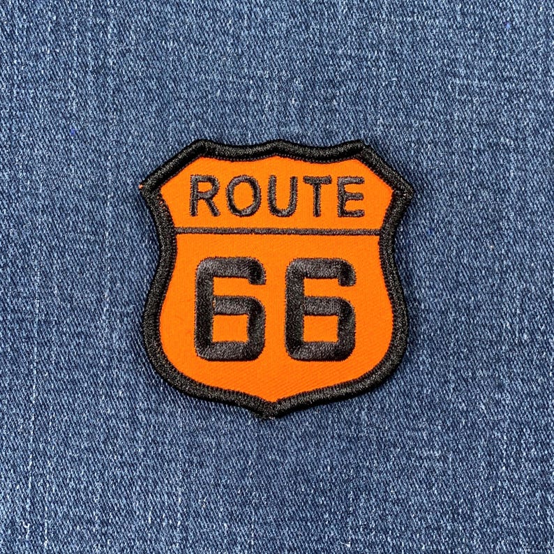 Route 66 Patch - Embroidered Orange & Black Highway Sign Badge 2.5 ...