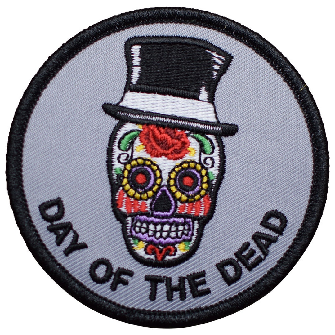 Day of the Dead Patch Dia De Los Muertos, Sugar Skull, Halloween 3 iron ...