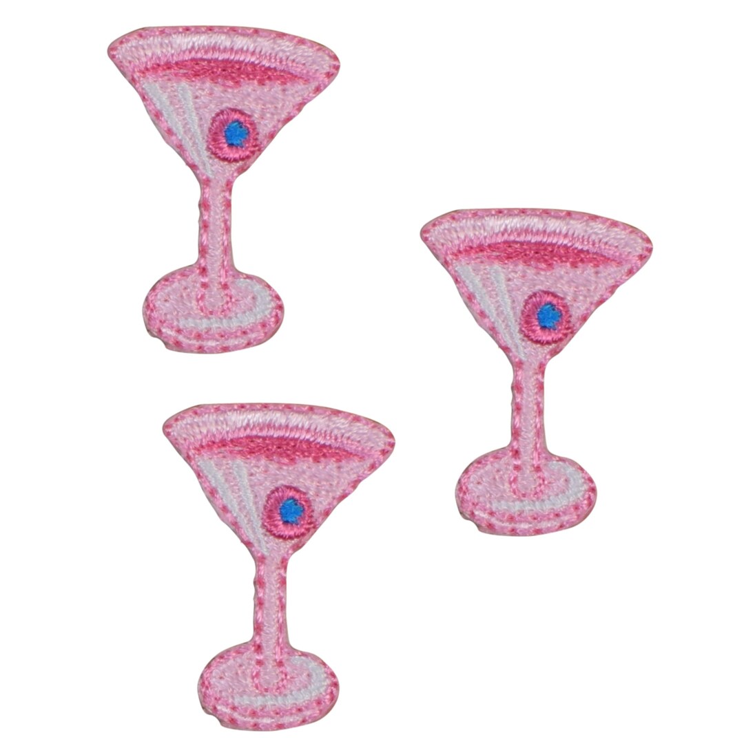 Mini Pink Martini Applique Patch - Cocktail Olive Alcohol Badge 1" (3 ...