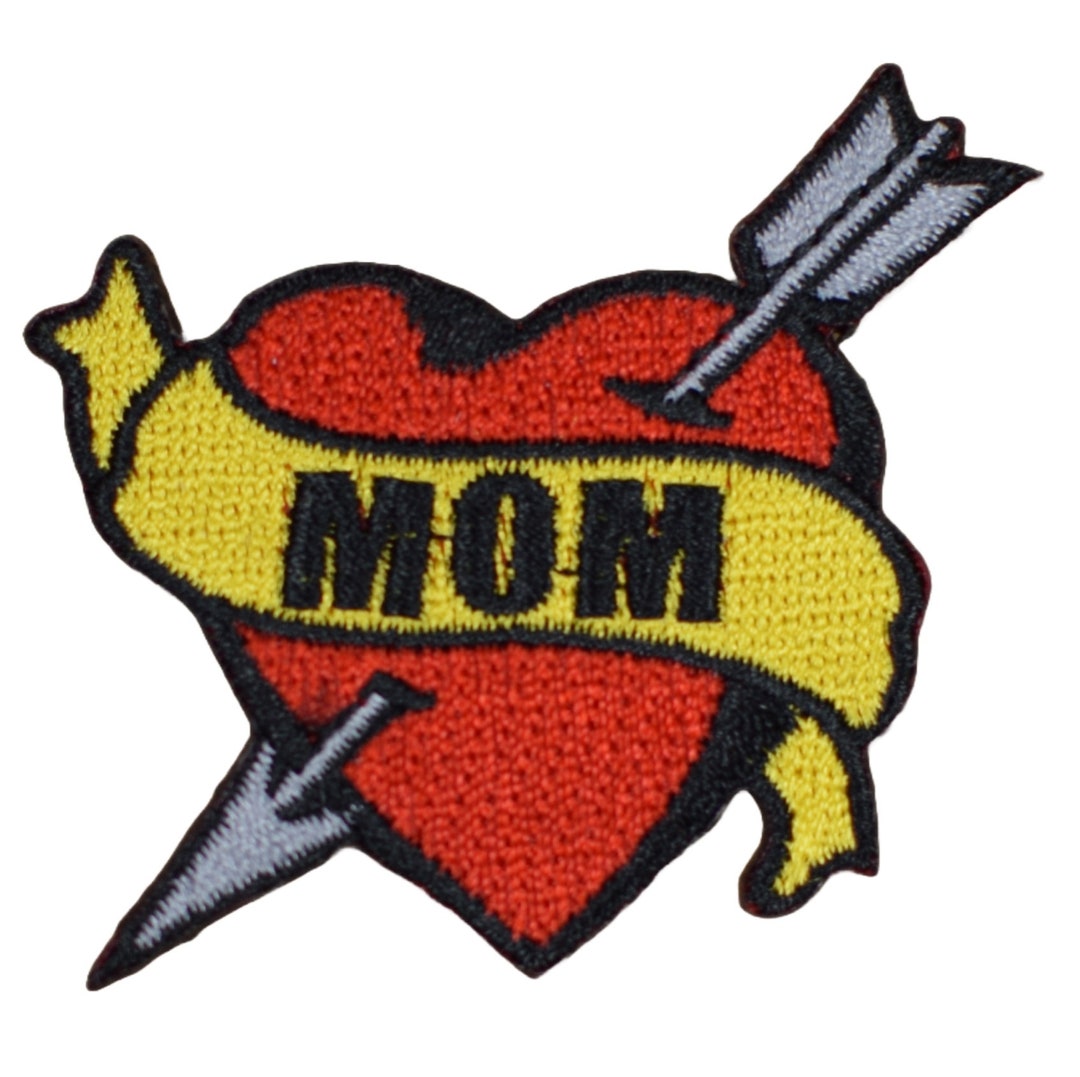 Mom Patch - Tattoo Style Arrow Through Heart, Love, Mother Badge 2.25 ...