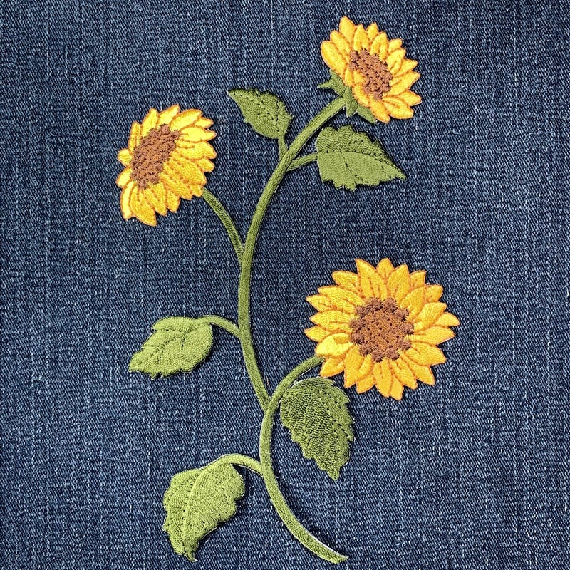 Embroidered Flower Patches Sunflowers - Etsy UK