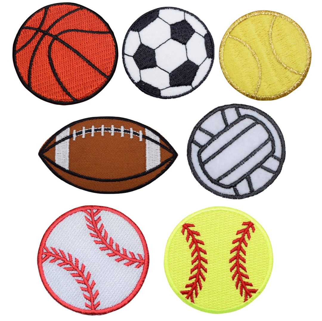 Sports Balls Applique Patch Set: Iron-on Basketball, Football, and More ...