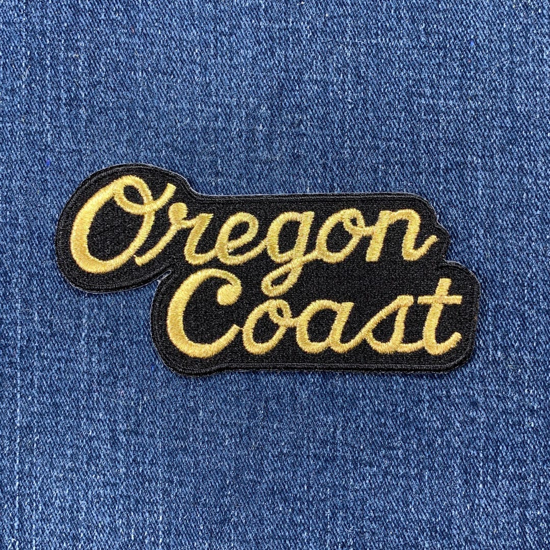Oregon Coast Patch - Embroidered Black & Gold Pacific Northwest Badge 4 ...