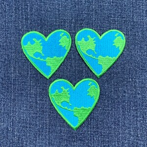 Heart Earth Applique Patch - Mother Earth, Save the Planet 2" (3-pack ...