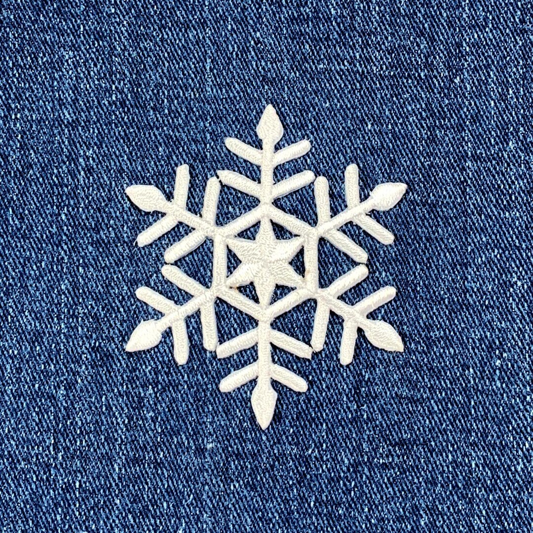 White Snowflake Applique Patch - Embroidered Winter Snow Badge 2.25 ...