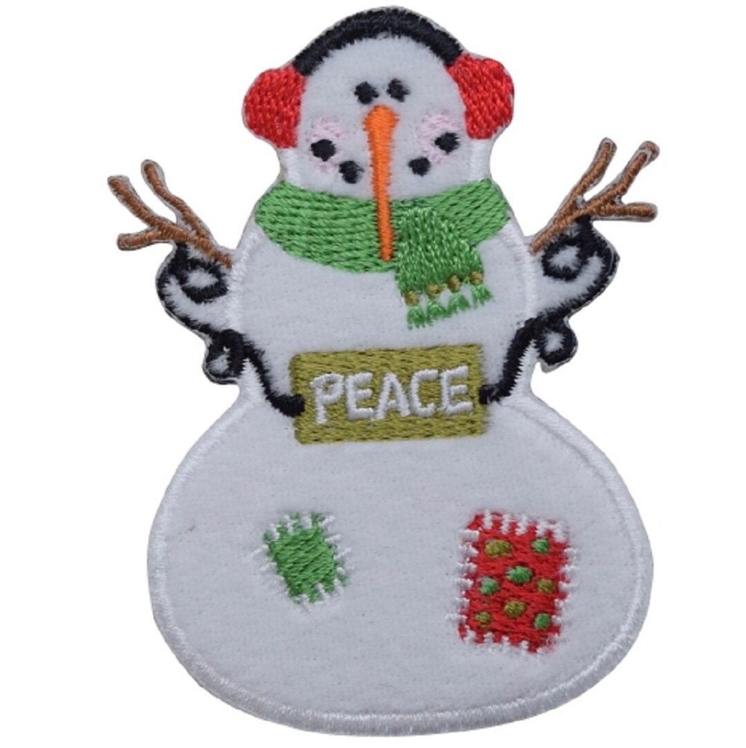Snowman Applique Patch Peace Christmas Snow Badge - Etsy