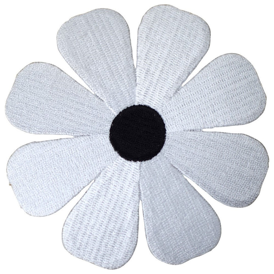 Extra Large Daisy Applique Patch - White Black Flower Bloom Badge 4 ...