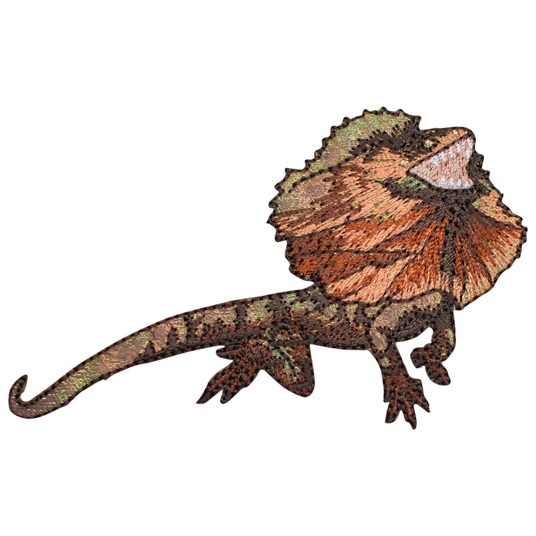 Frill-neck Lizard Applique Patch - Reptile Biology Badge 3.5" (iron On ...