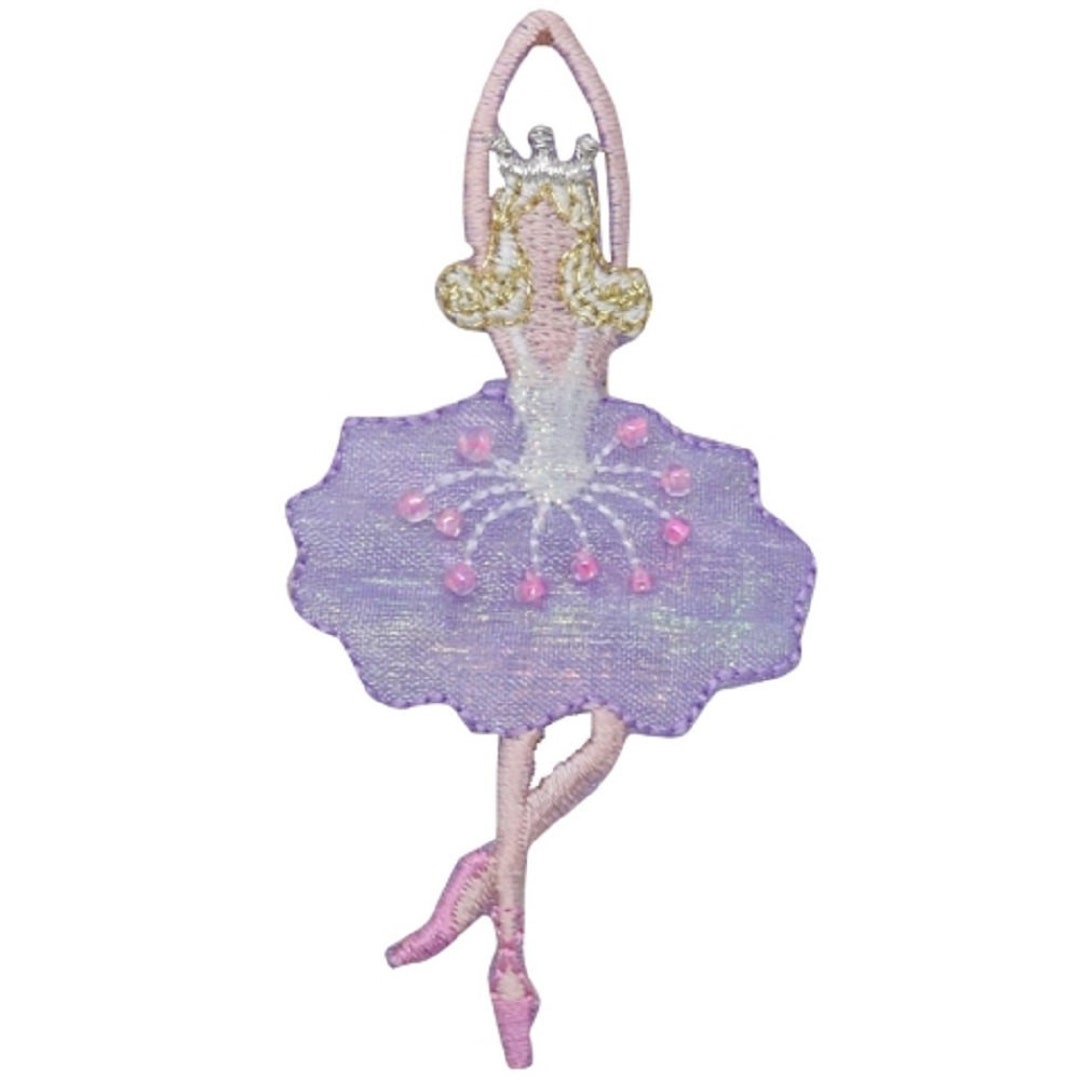 Ballerina Applique Patch - Ballet Dancer Purple Dress Pink Beads ...