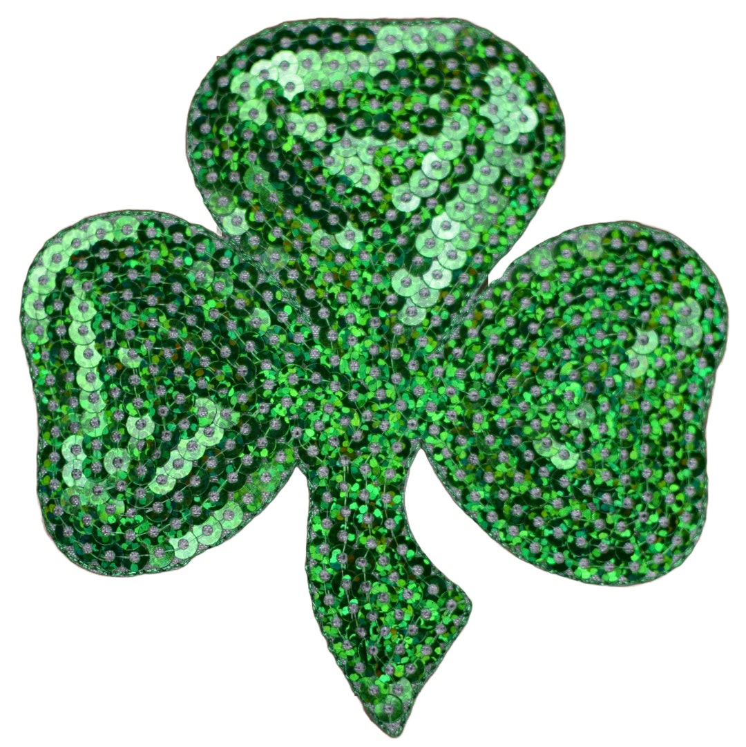 Extra Large Shamrock Applique Patch - Sequin Clover Good Luck Badge 4 ...