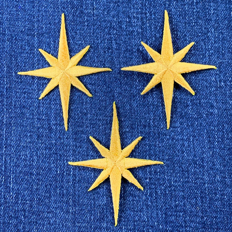 Embroidered Star Patches Gold - Etsy