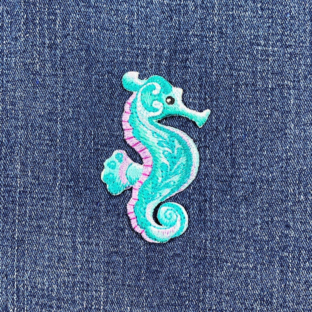 Seahorse Applique Patch - Embroidered Fish Sealife Sea Creature Badge 2 ...