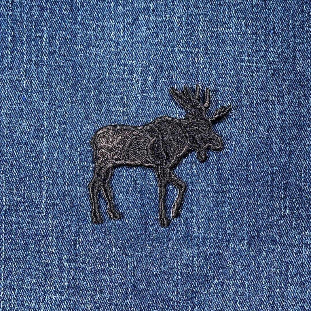 Moose Applique Patch - Black Animal Facing Right Embroidered Badge 2.25 ...
