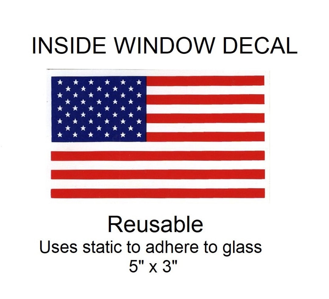 Large USA Flag Inside Window Decal Static Cling Sticker United States ...