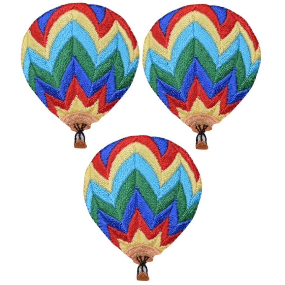 Hot Air Balloon Applique Patch - Chevron Stripes 2" (3-pack, Iron On ...
