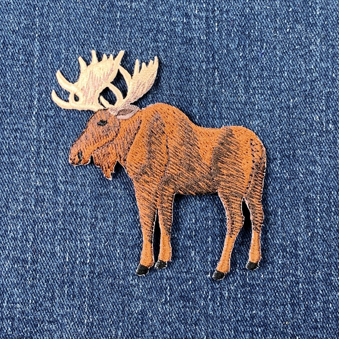 2-pack Moose Applique Patch Set - Embroidered Animal Badges 3" (iron On ...
