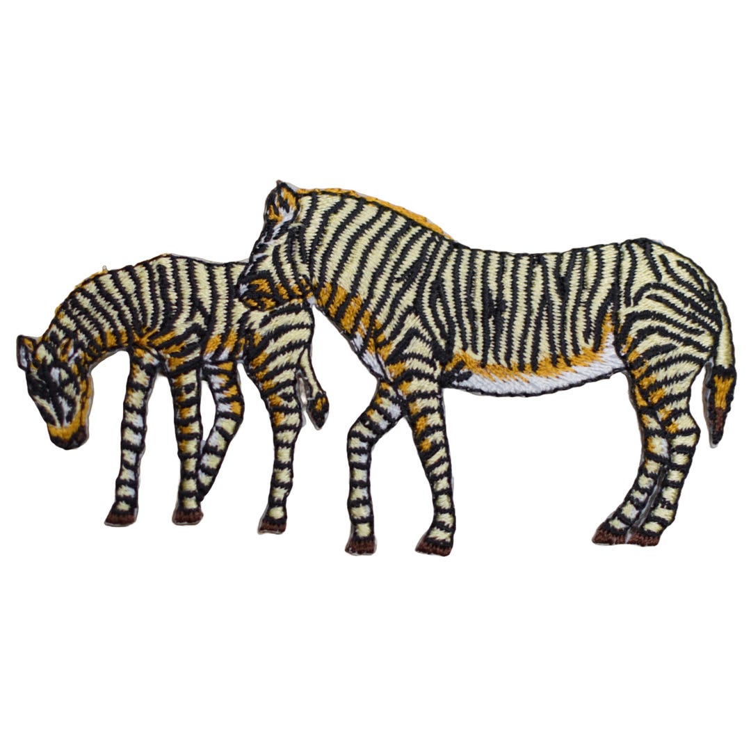 Two Zebras Applique Patch - Mother Mare Zebra & Baby Foal Animal ...