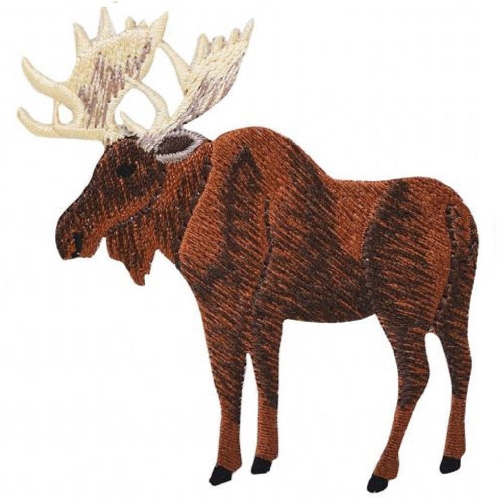 2-pack Moose Applique Patch Set - Embroidered Animal Badges 3" (iron On ...
