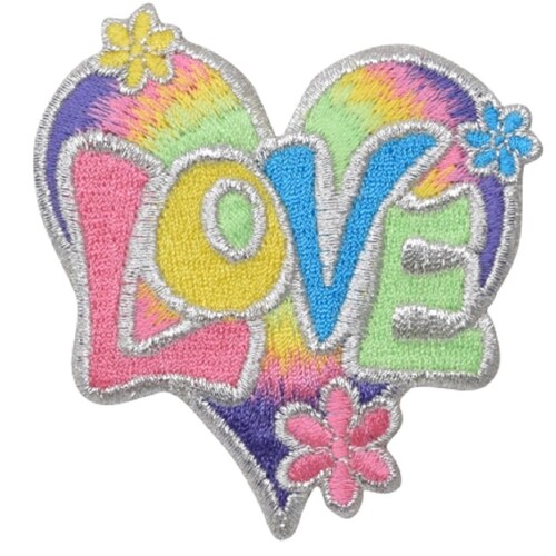 Love Applique Patch Pastel Heart Daisy Flower Badge | Etsy