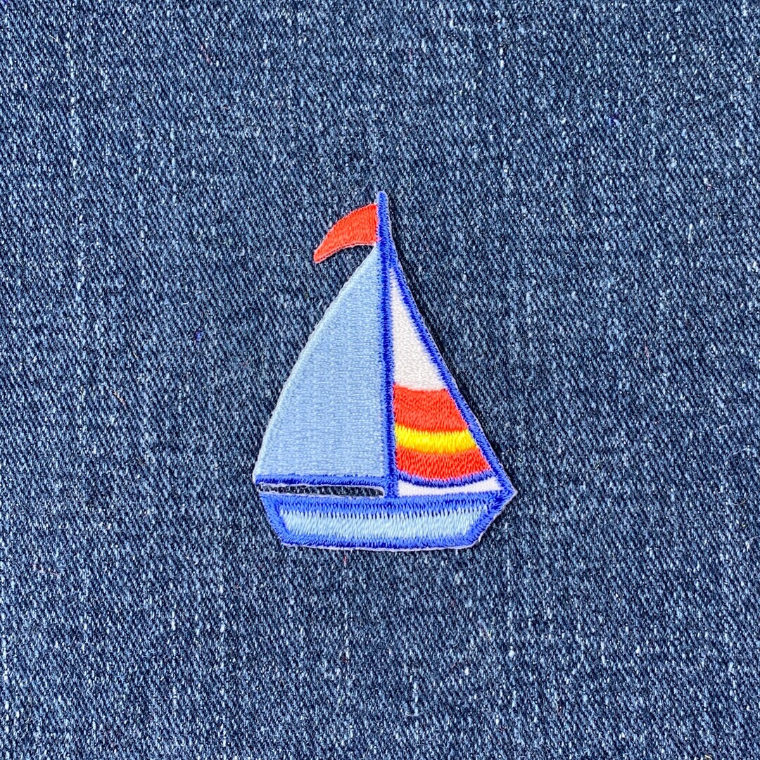 Sailboat Applique Patch - Sailing Nautical Sail Boat Embroidered Badge ...