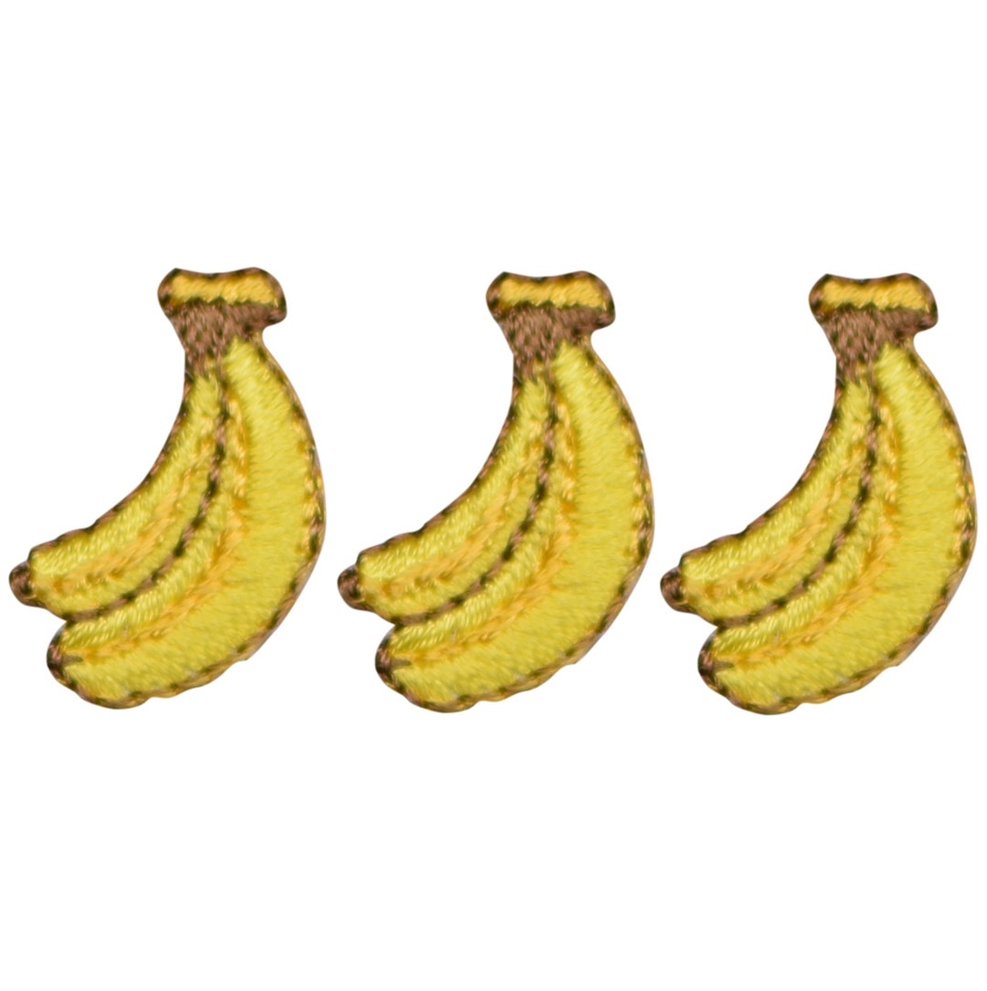 Banana Applique Patch - Bunch of Bananas, Fruit Badge 7/8" (3-pack ...