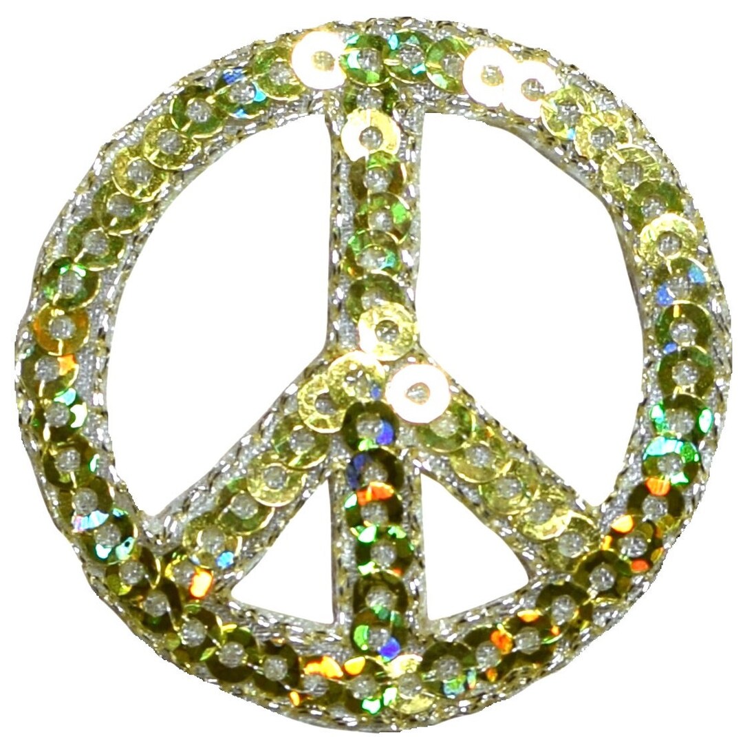 Peace Sign Applique Patch - Sequin Gold Badge 1.5" (iron On) - Etsy