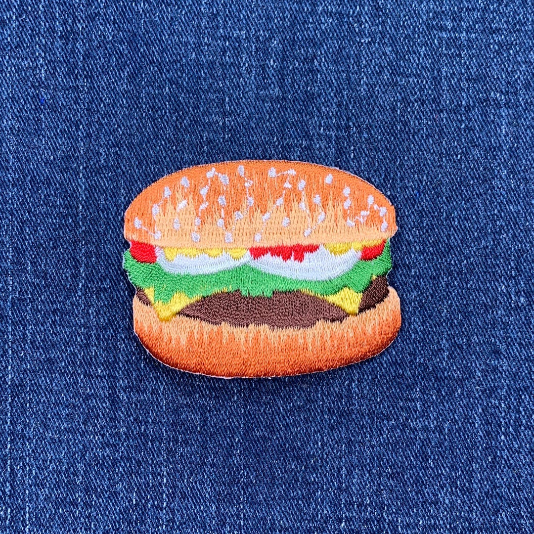 Cheeseburger Applique Patch - Hamburger Burger Embroidered Food Badge 2 ...