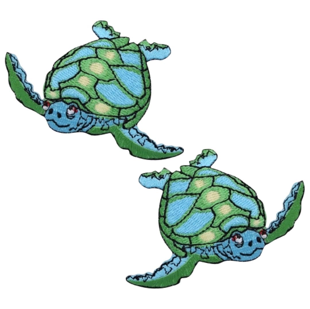 Sea Turtle Applique Patch Set - Zookeeper Aquarium Embroidered Badge 2 ...