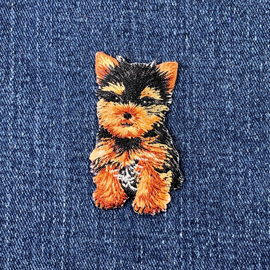 Teacup Yorkie Dog Applique Patch - Embroidered Yorkshire Terrier Puppy ...