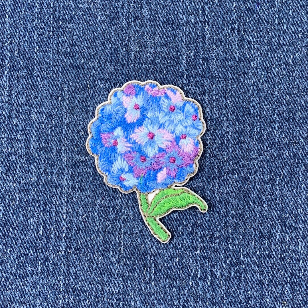 Hydrangea Applique Patch - Flower Gardening Embroidered Badge 1.75 ...