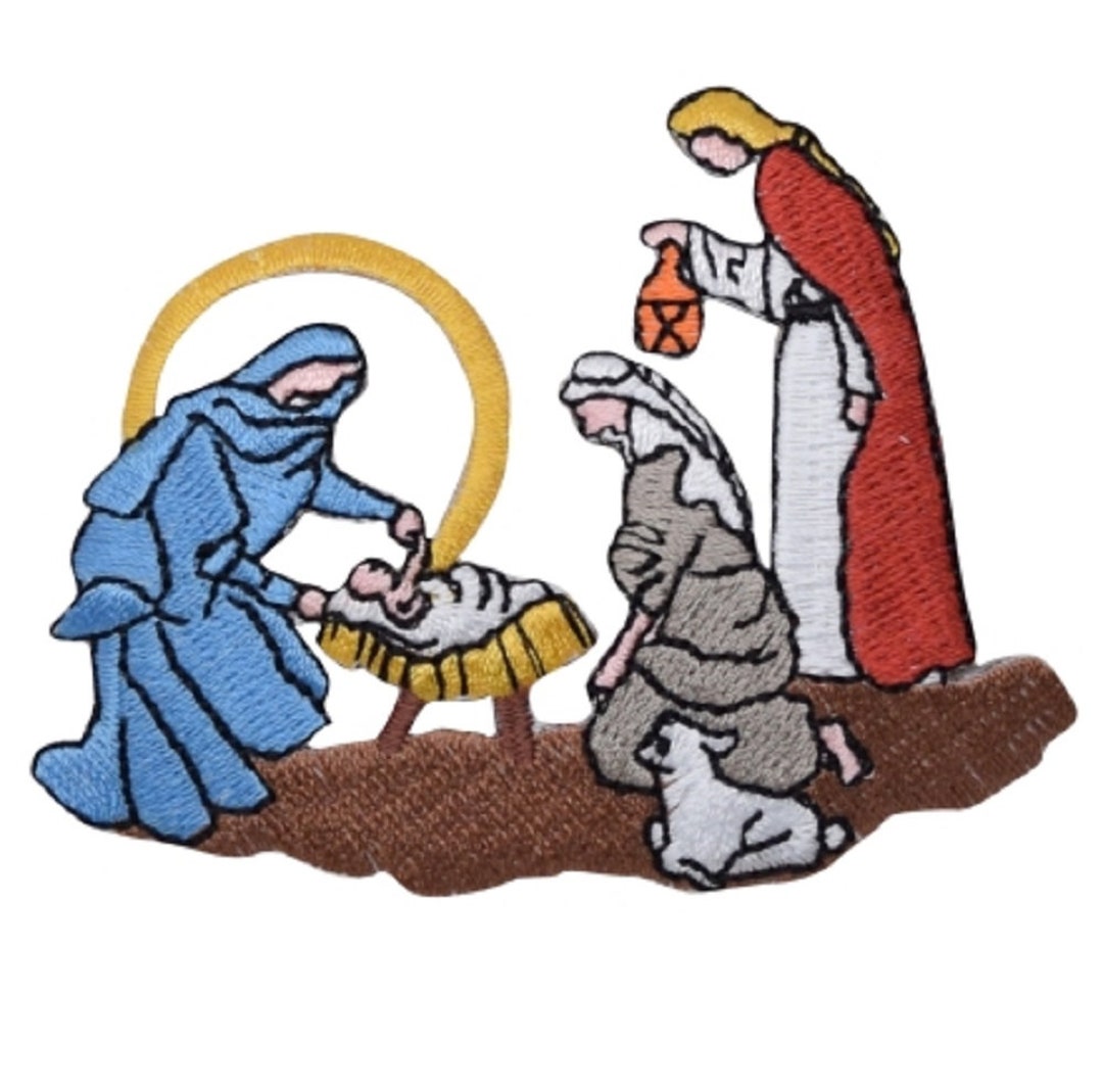 Nativity Scene Applique Patch - Christmas Baby Jesus Badge 3.25" (iron ...