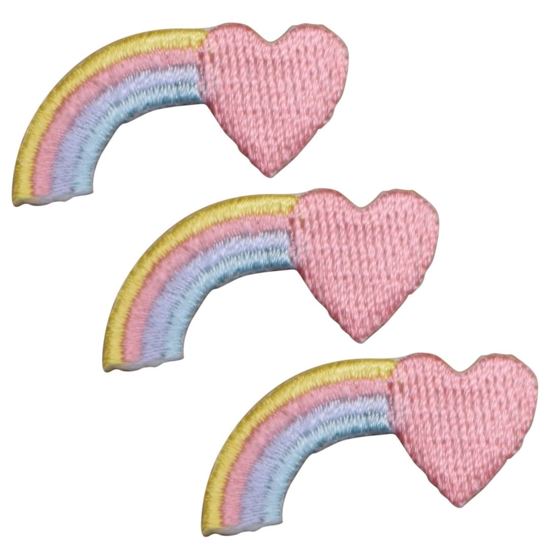Mini Rainbow Heart Applique Patch - Pastel Colors 1.25" (3-pack, Iron ...