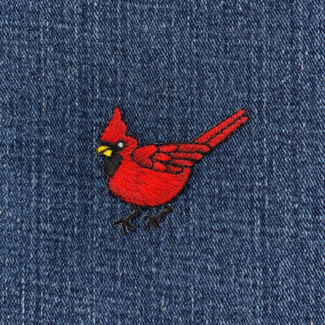 Cardinal Applique Patch - Embroidered Male Bird Badge 1-7/8" (iron On ...