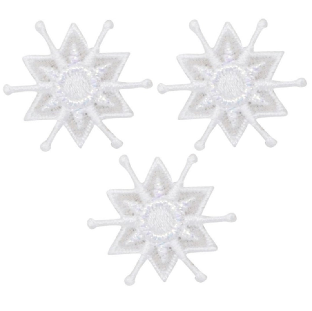 Mini White Snowflake Applique Patch - Iridescent Snow Winter 1" (3-pack ...