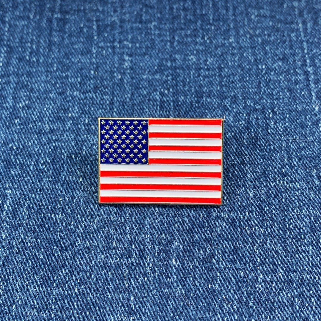 American Flag Pin - USA United States Cast Metal Enamel Rubber Backing ...