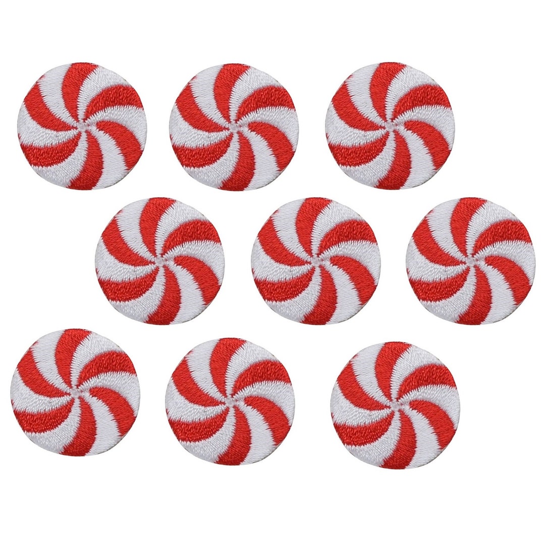 Mini Red Peppermint Candy Applique Patch - Christmas Badge 1" (9-pack ...